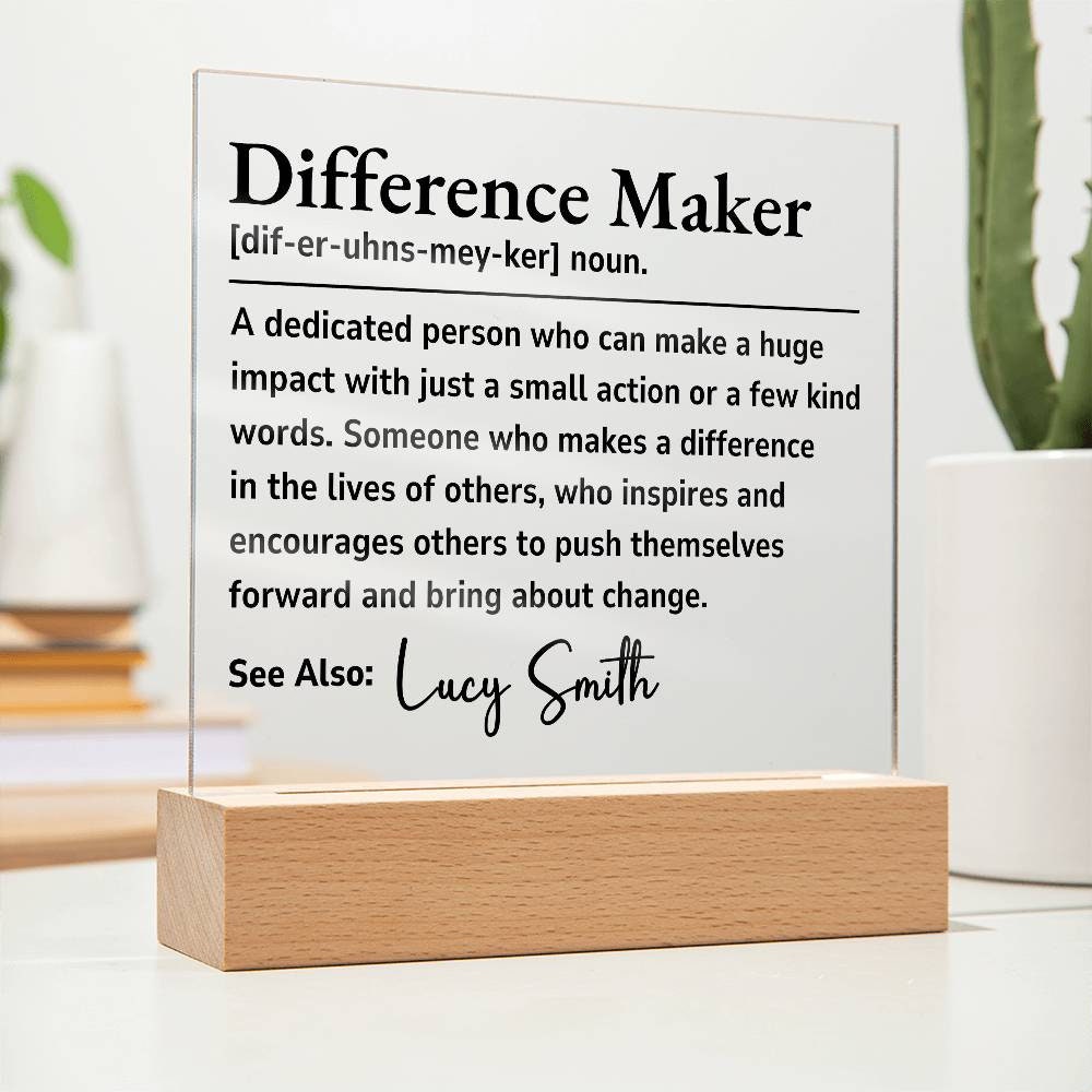Difference Maker Personalized Acrylic Plaque Gift for Boss, for Teacher ...