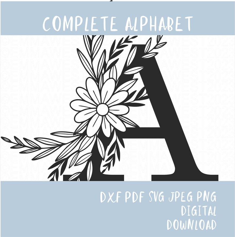 Floral Monogram SVG Files, Complete Alphabet of Botanical Floral ...
