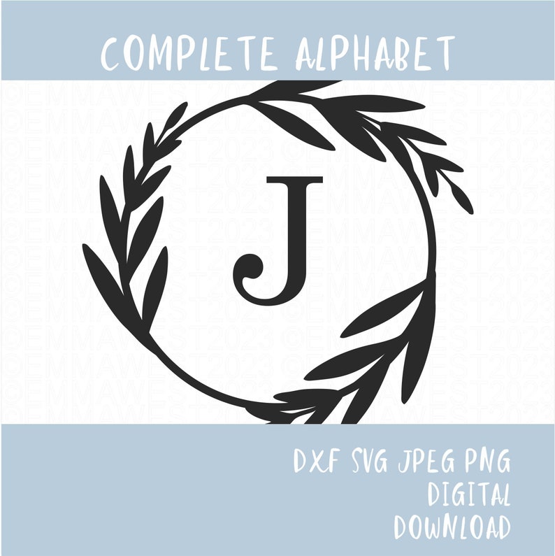 COMMERCIAL USE Wreath Monogram SVG Files, Complete Alphabet of ...
