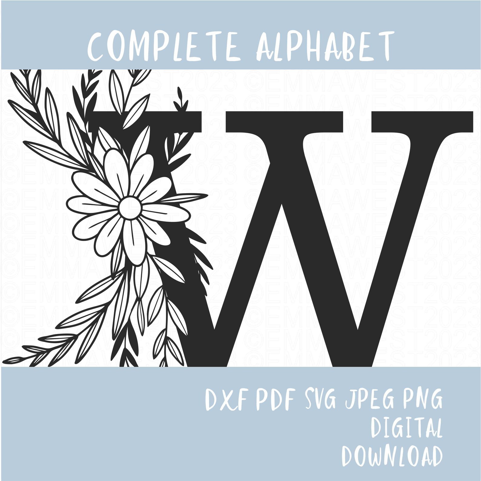 Floral Monogram SVG Files, Complete Alphabet of Botanical Floral ...