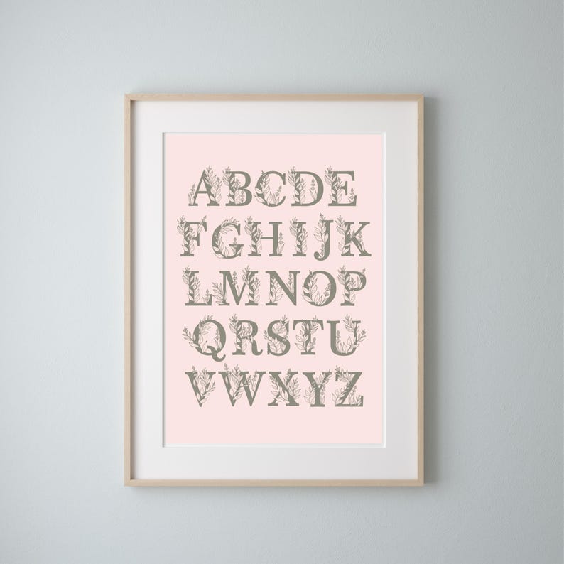 Pink Alphabet Nursery Printable Poster for Girl's Bedroom - Etsy