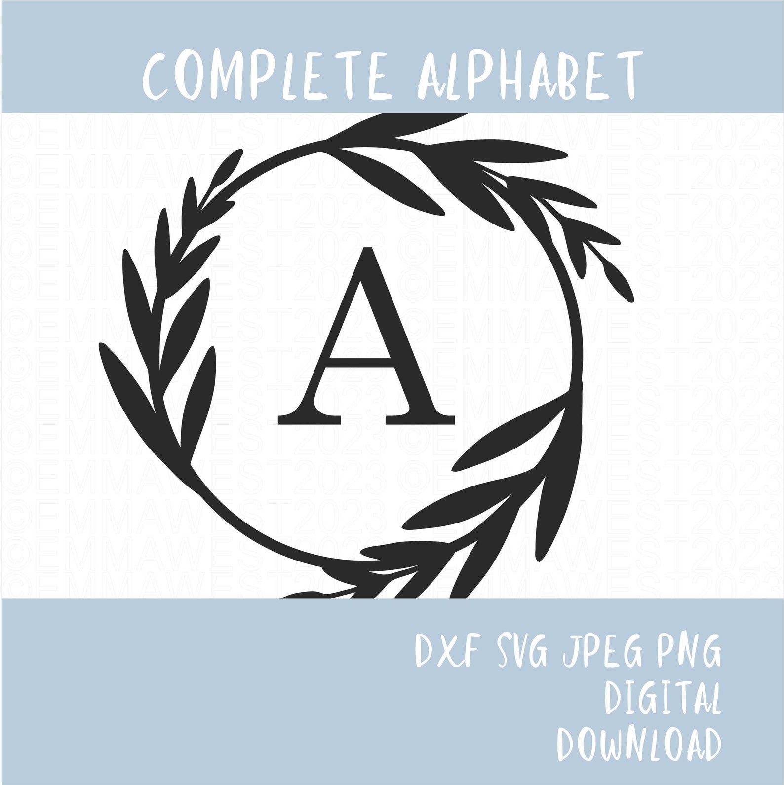 COMMERCIAL USE Wreath Monogram SVG Files, Complete Alphabet of ...