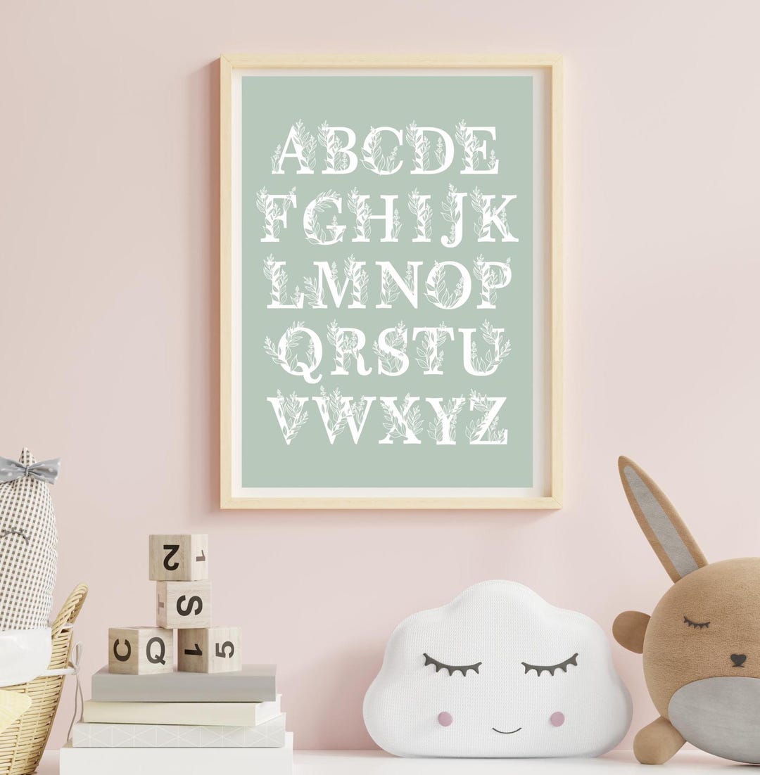 Alphabet Sage Green Nursery Printable Poster - Etsy