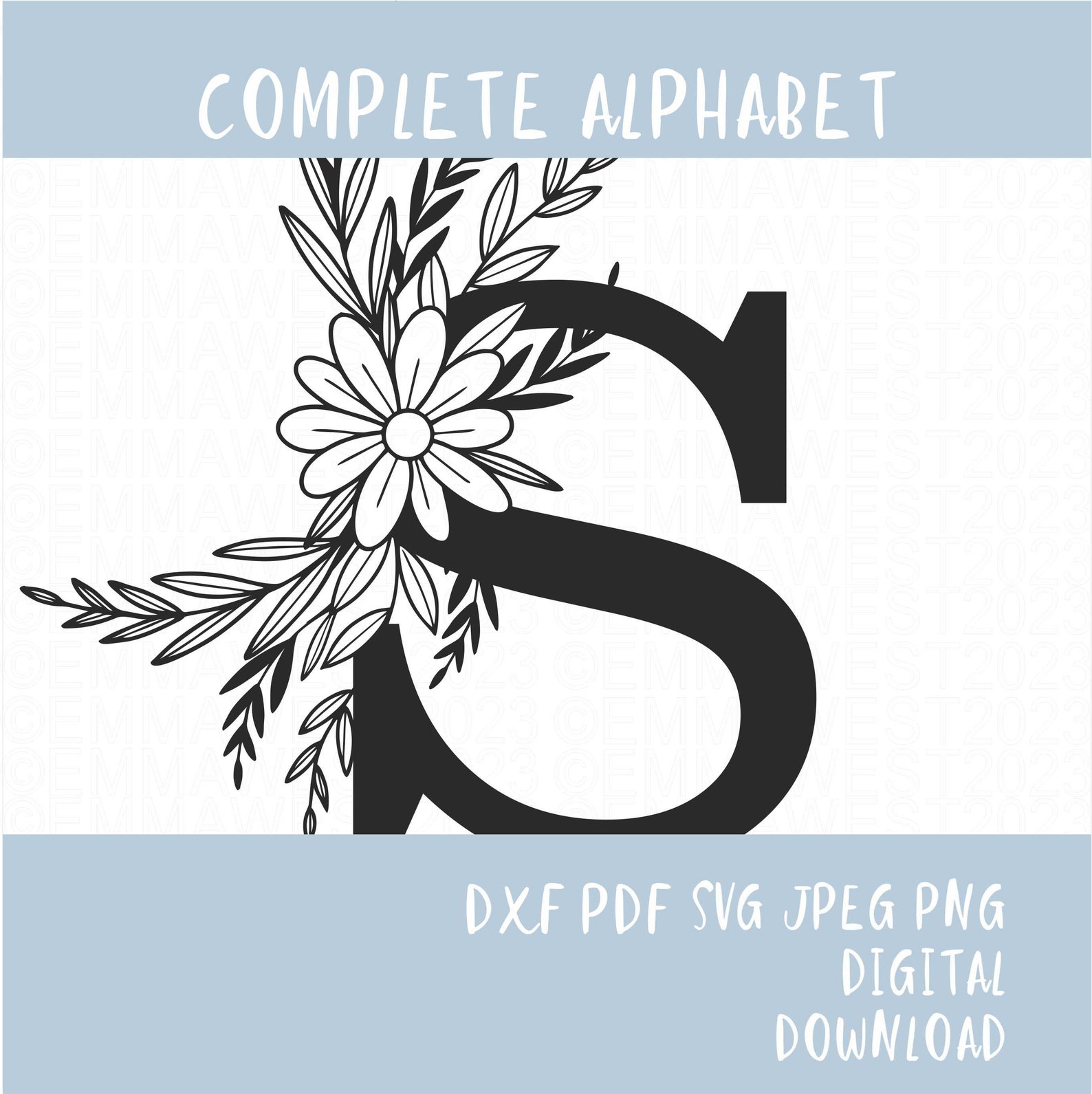 Floral Monogram SVG Files, Complete Alphabet of Botanical Floral ...