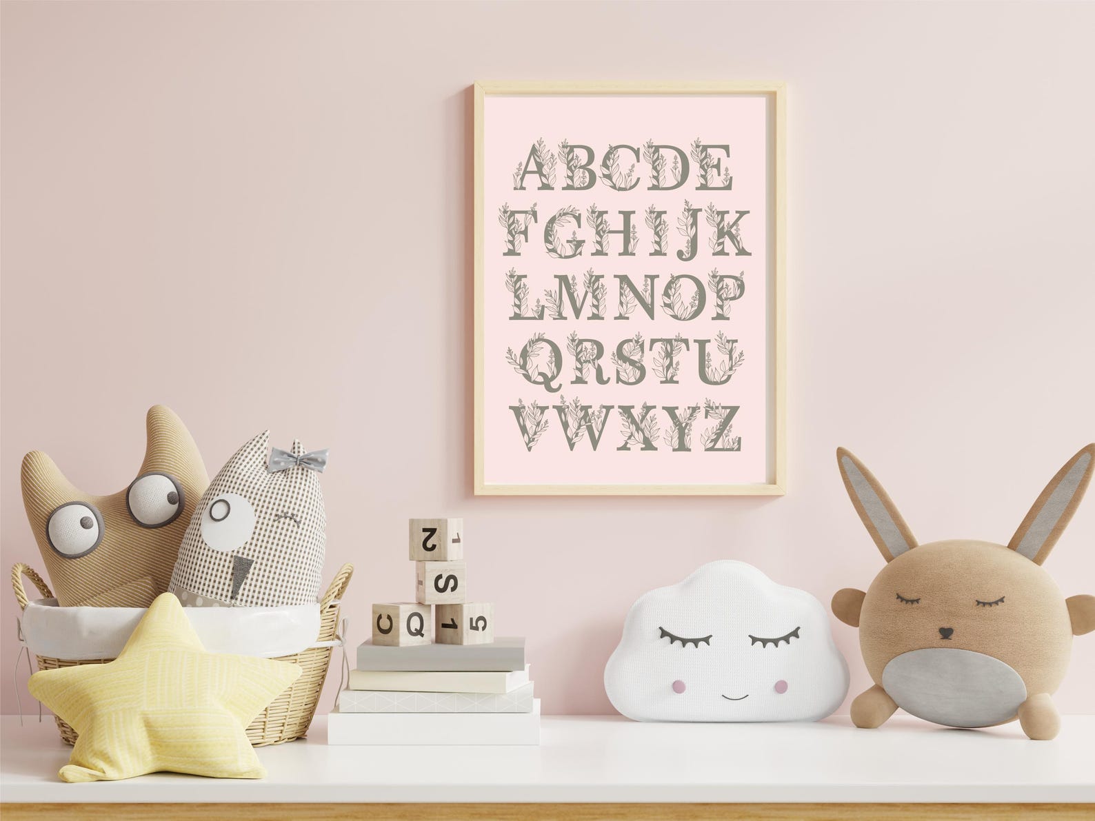Pink Alphabet Nursery Printable Poster for Girl's Bedroom - Etsy