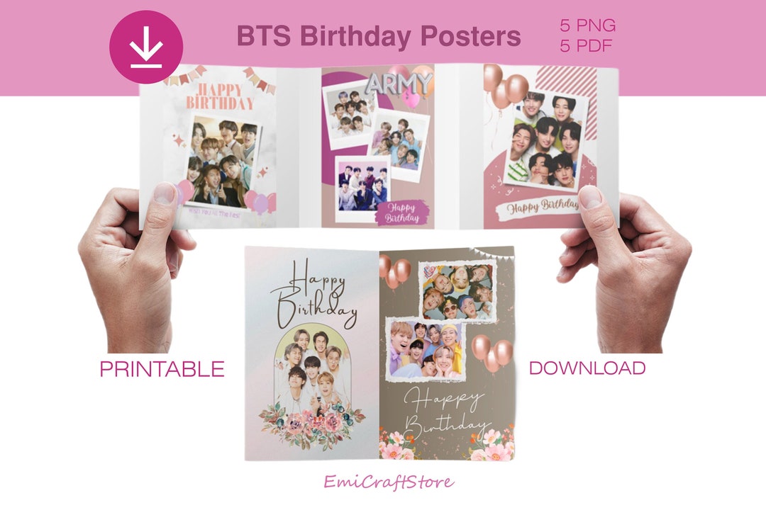 BTS Birthday Cards Posters Printable Digital 5 Pdf 5 Png High Quality ...