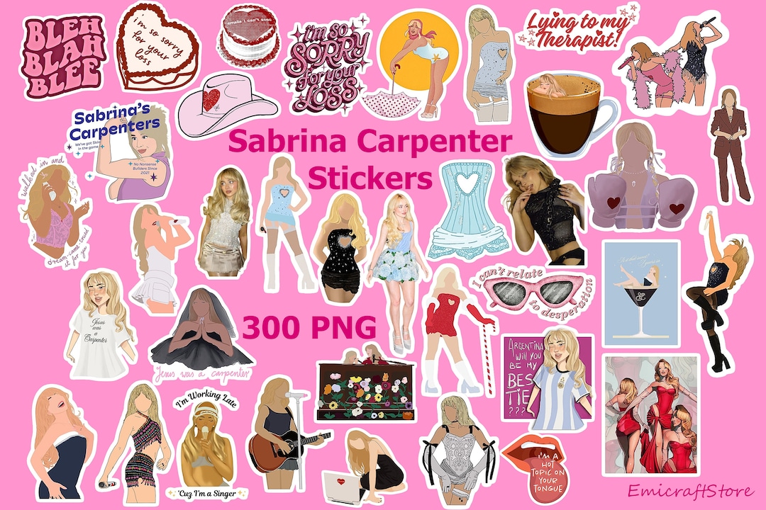 Sabrina Carpenter Stickers 300 Png Espresso Nonsense Sue Me Feather ...