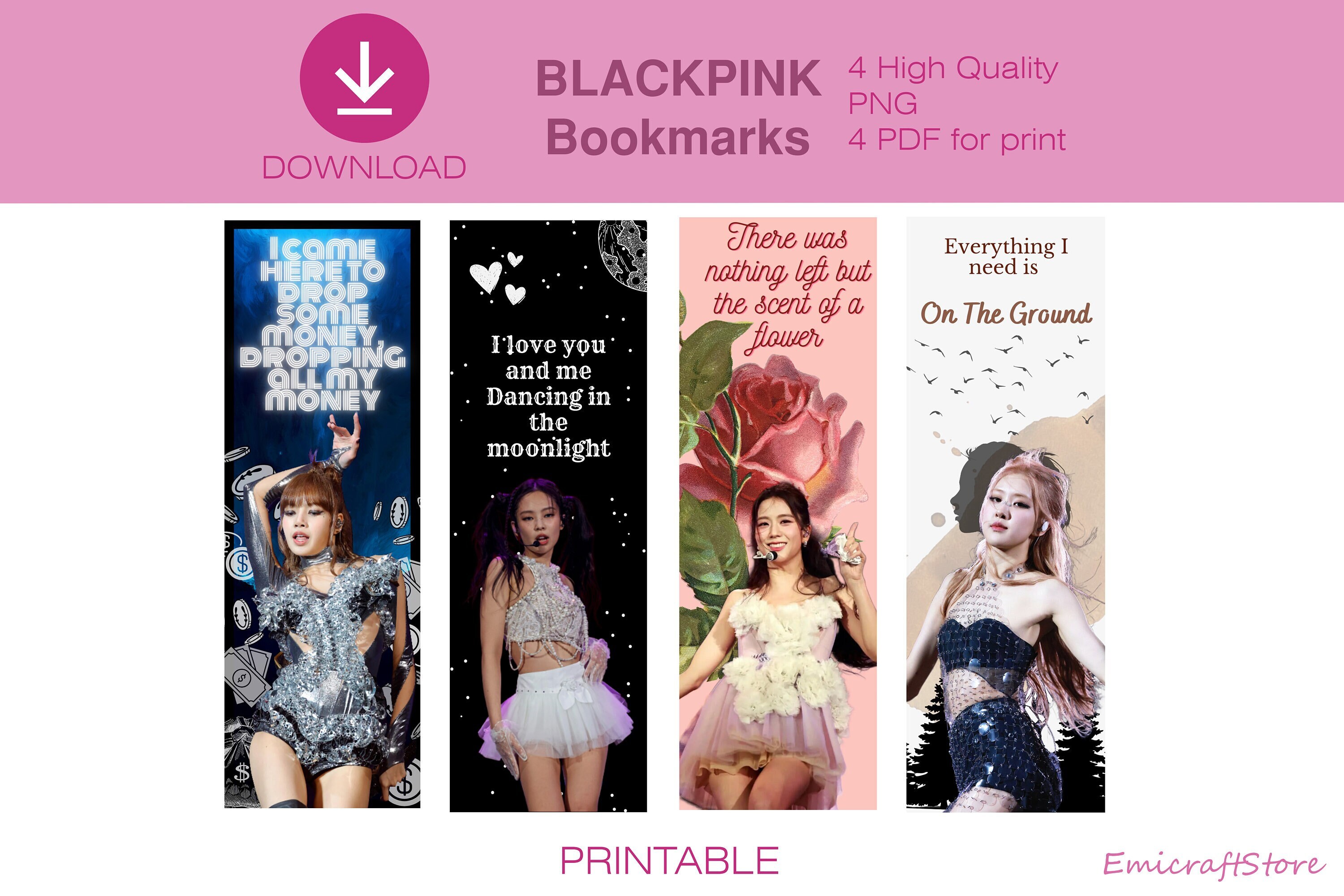 Blackpink Bookmarks / Digital / Printable 4 Png and 4 Pdf - Etsy