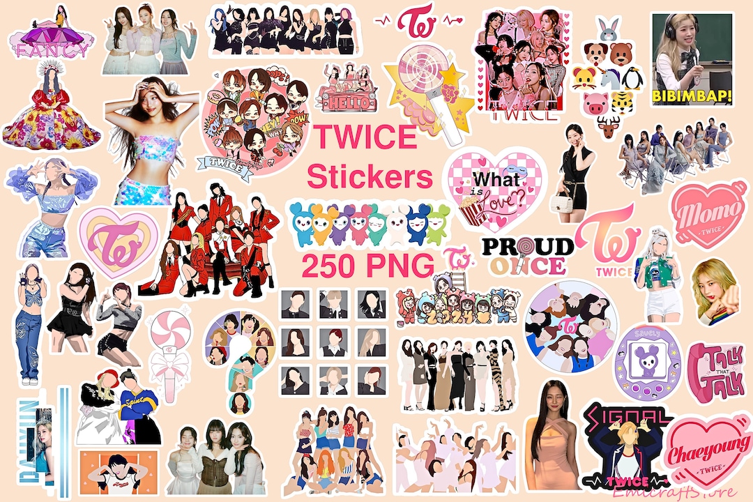 Twice Stickers 250 PNG Digital Once Jihyo, Nayeon, Jeongyeon, Momo ...