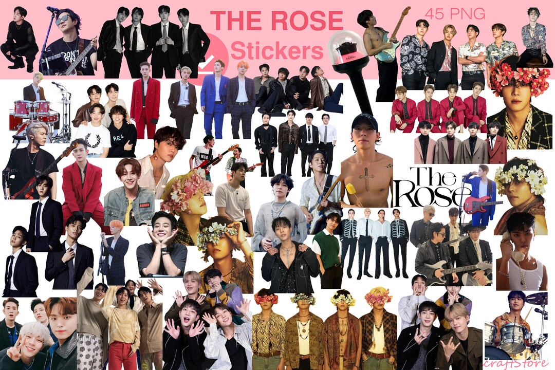 THE ROSE Stickers 45 Png Files Digital Printable Kpop Stickers Hajoon ...