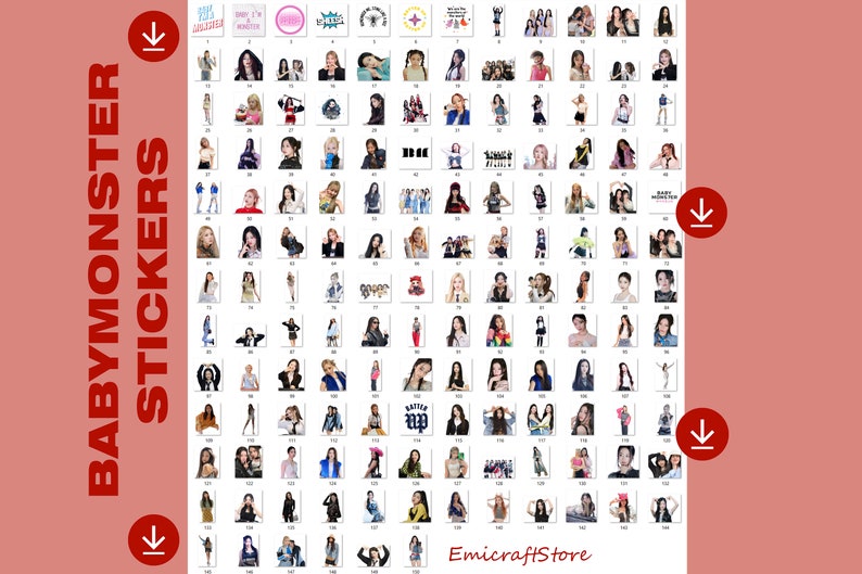 Babymonster Stickers / 150 PNG / Digital / Printable / Kpop Digital ...
