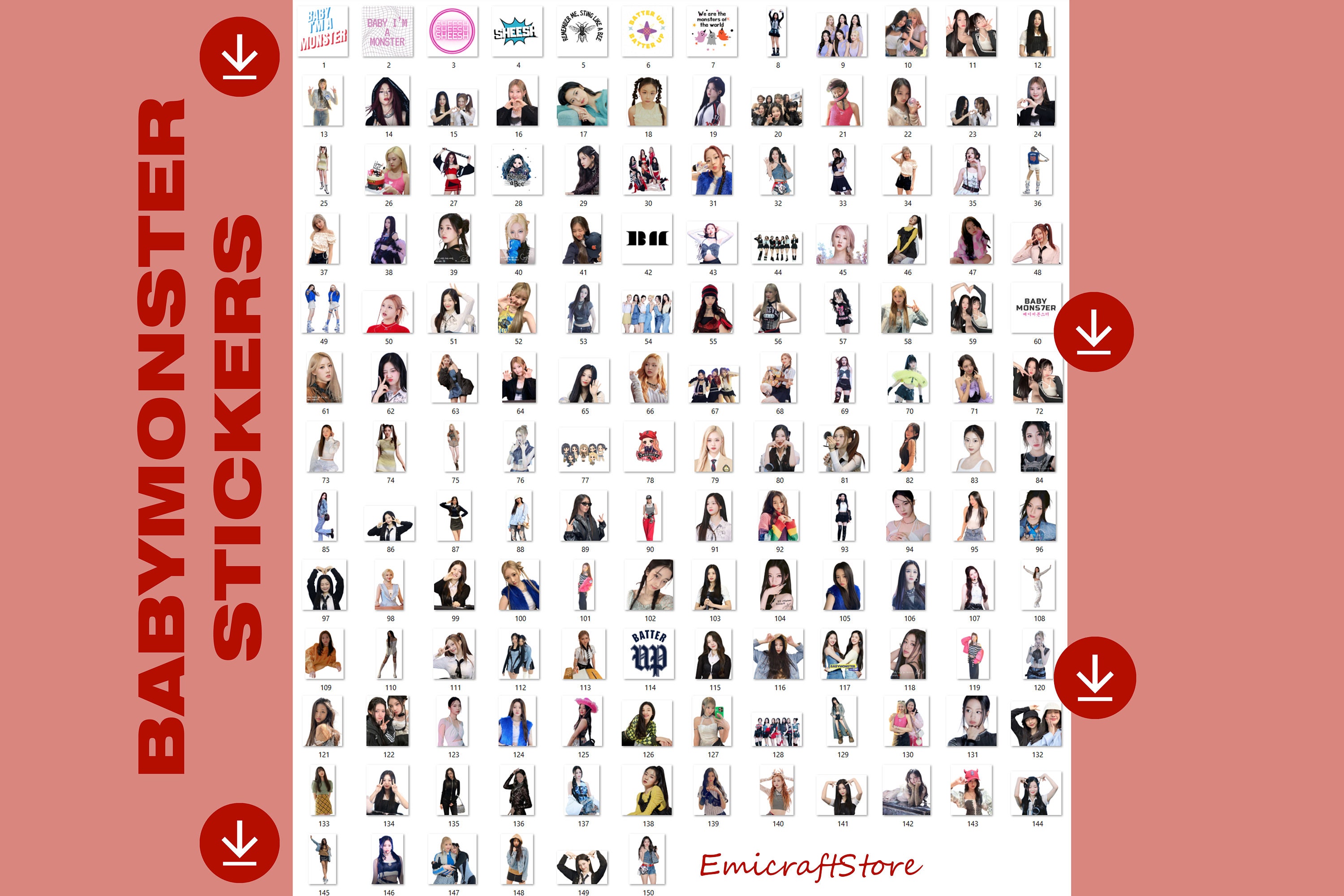 Babymonster Stickers / 150 PNG / Digital / Printable / Kpop Digital ...