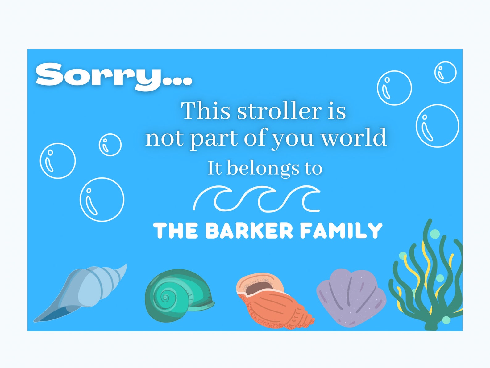 Printable Stroller Tag, Stroller Sign, Little Mermaid - Etsy