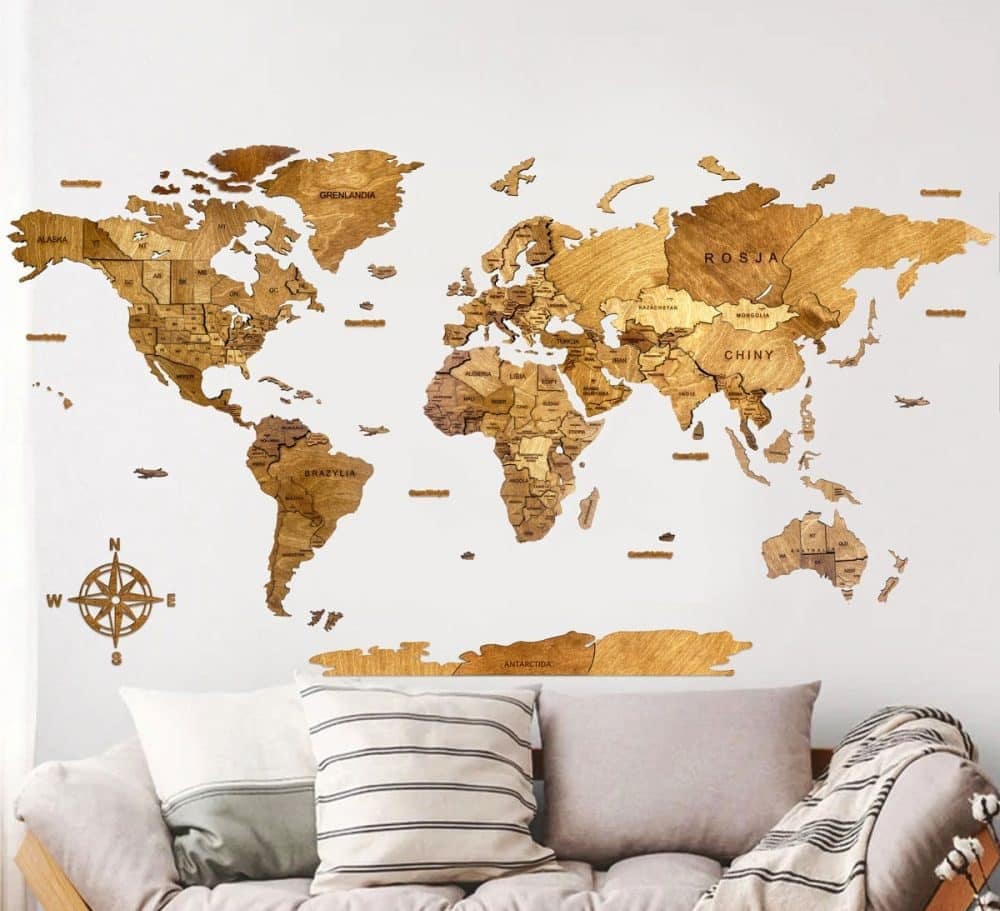 3D Wooden World Map Oak - Etsy