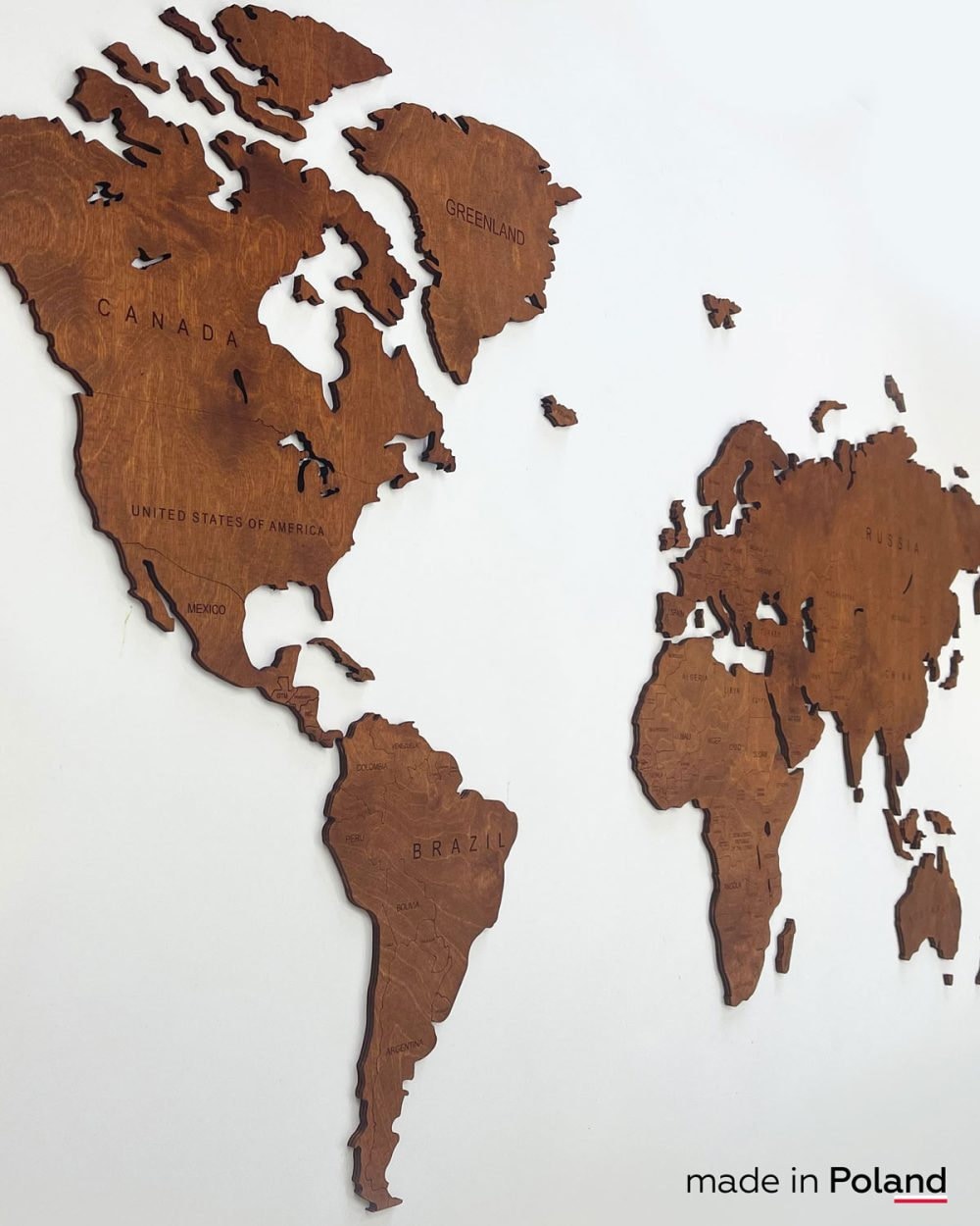 Country Wooden World Map Oak Walnut - Etsy