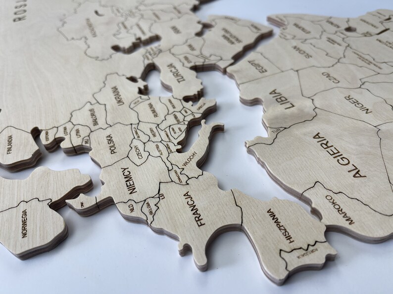 Country Wooden World Map Natural - Etsy