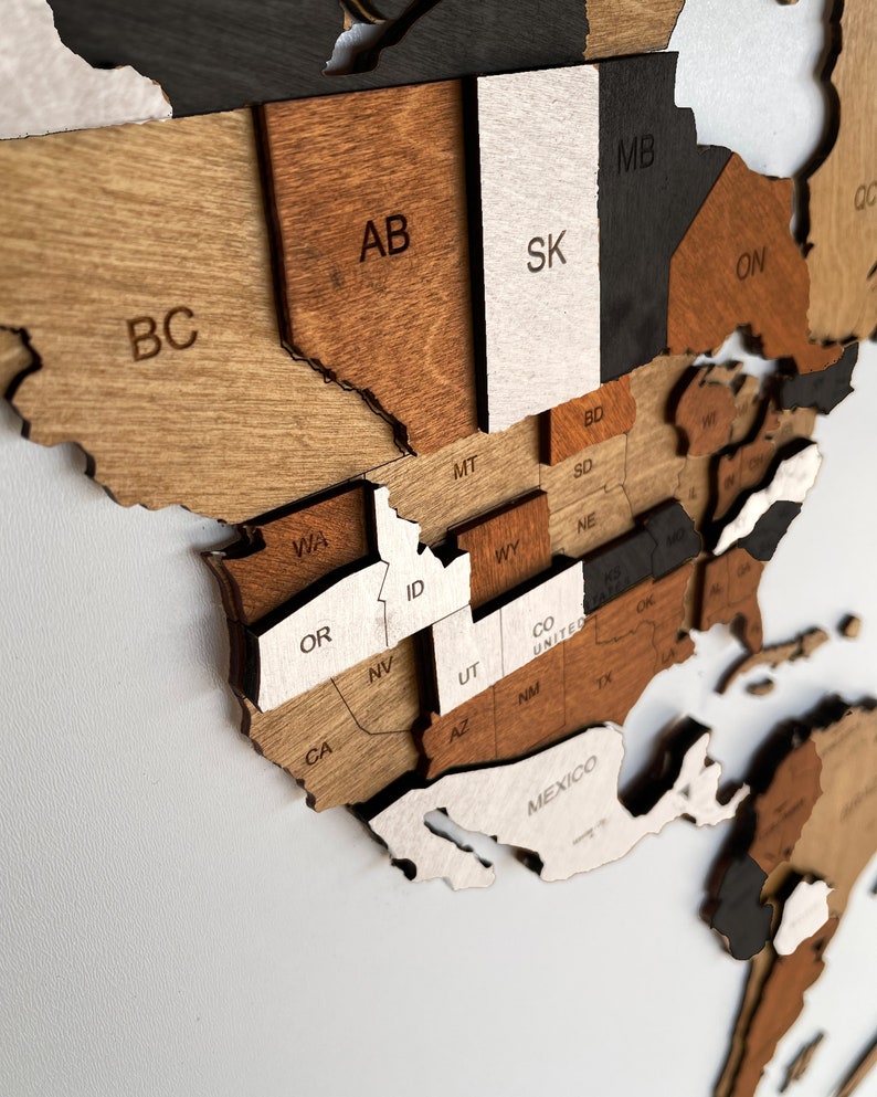 3D Wooden World Map | MOCHA - Etsy