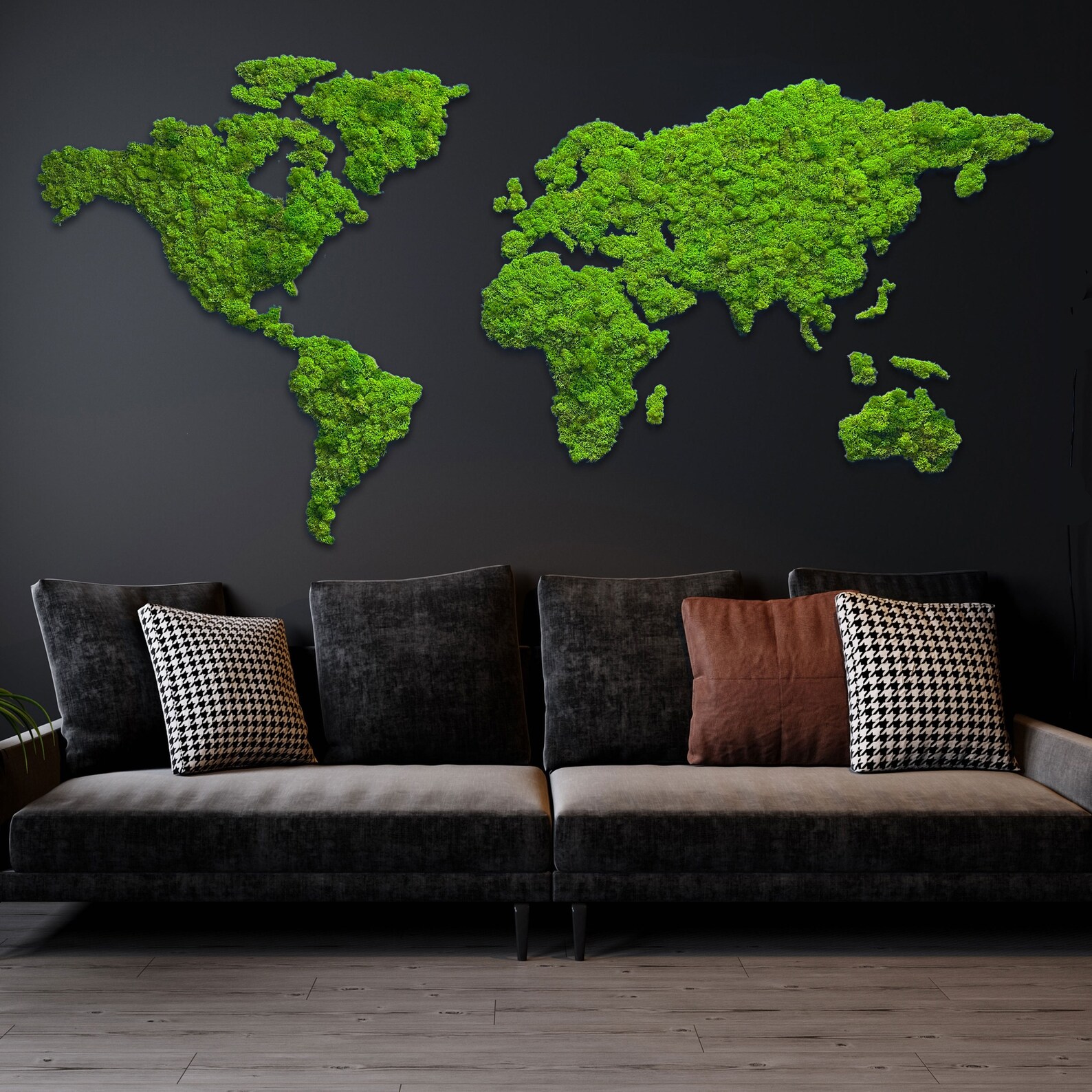 Moss Wall Art World Map - Etsy