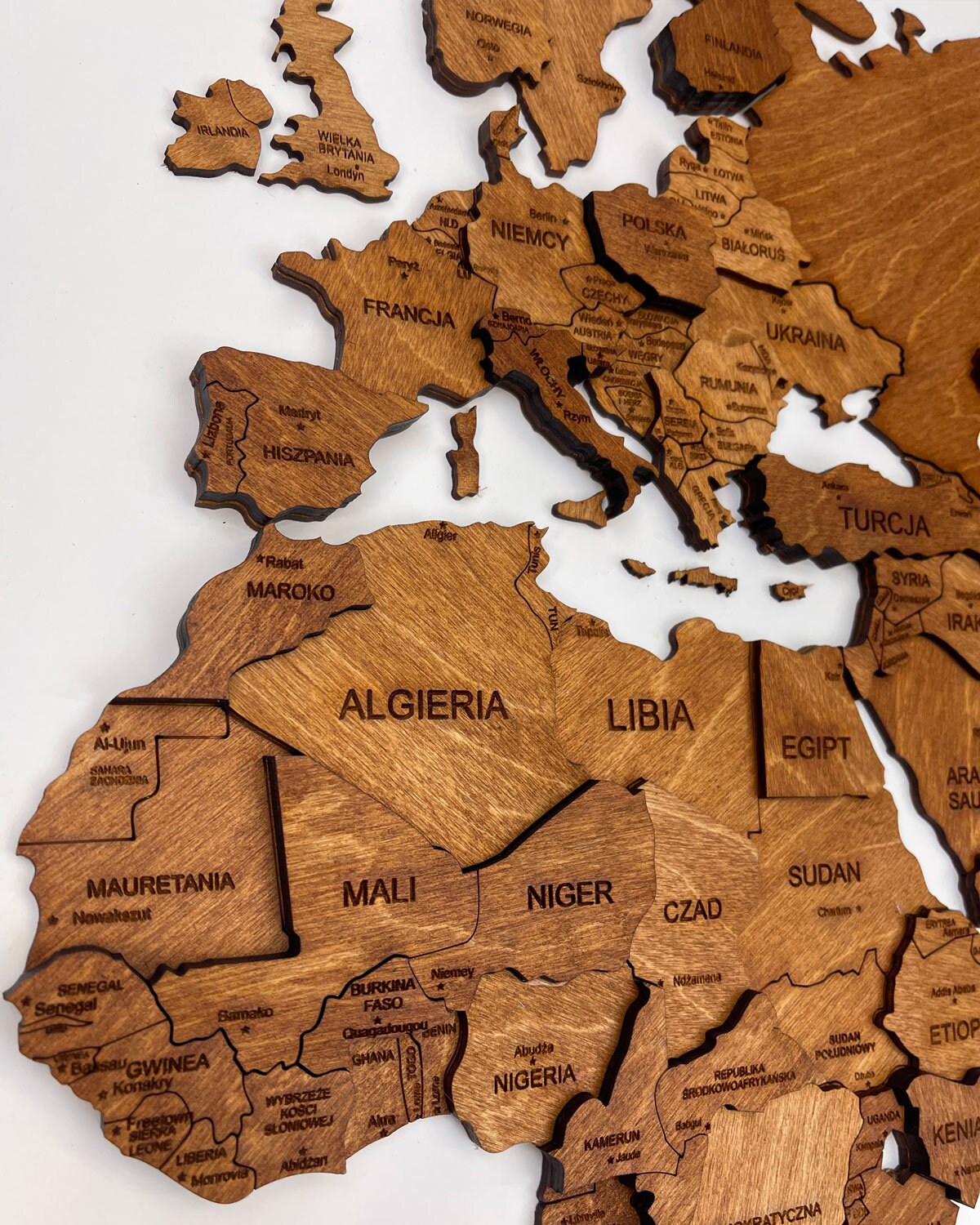 3D Wooden World Map Oak - Etsy