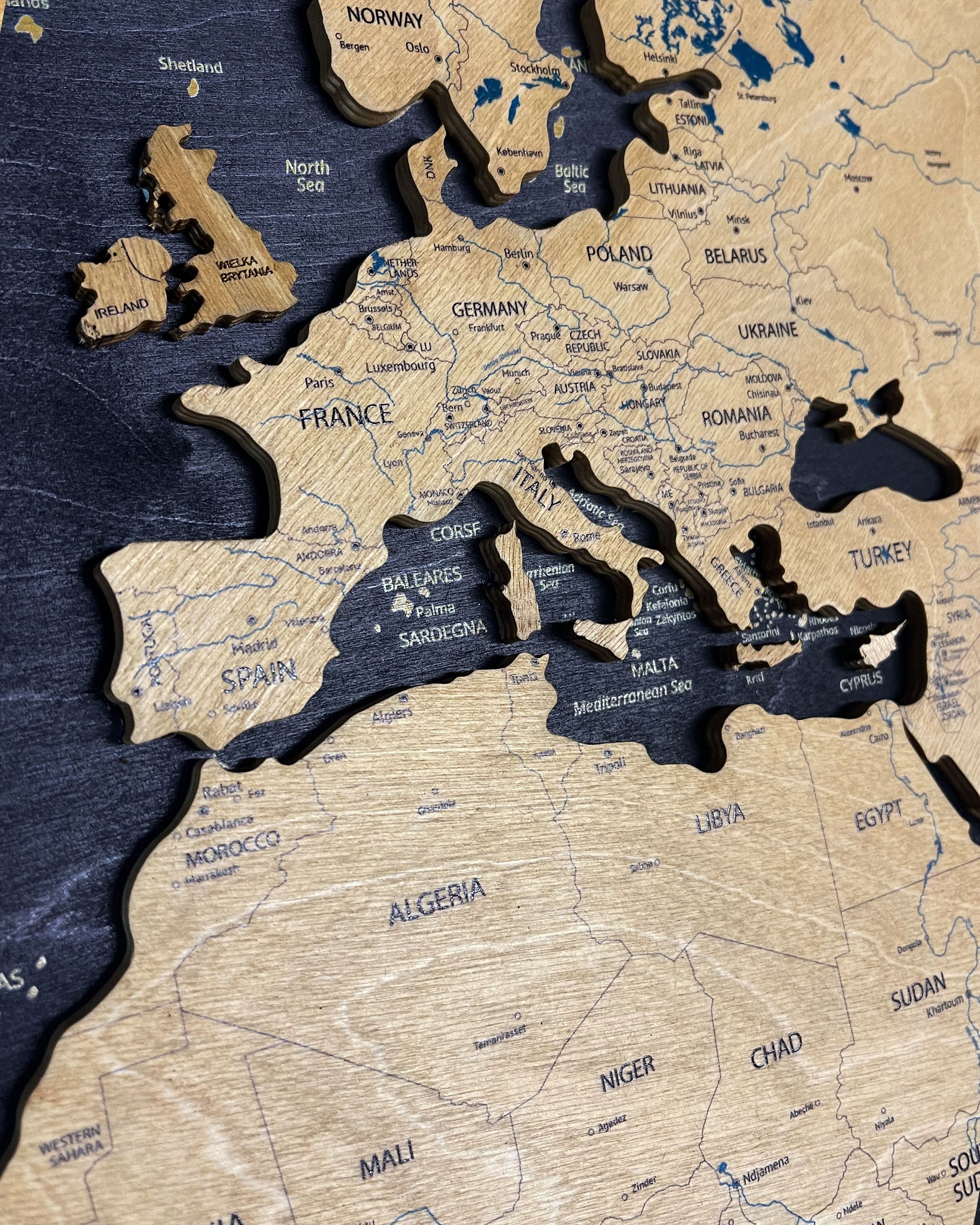 Wooden World Map Premium Triptych Wall Picture - Etsy