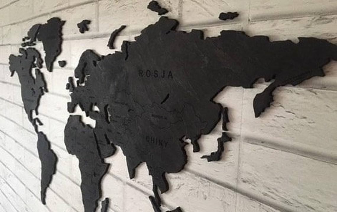 Country Wooden World Map Heban - Etsy
