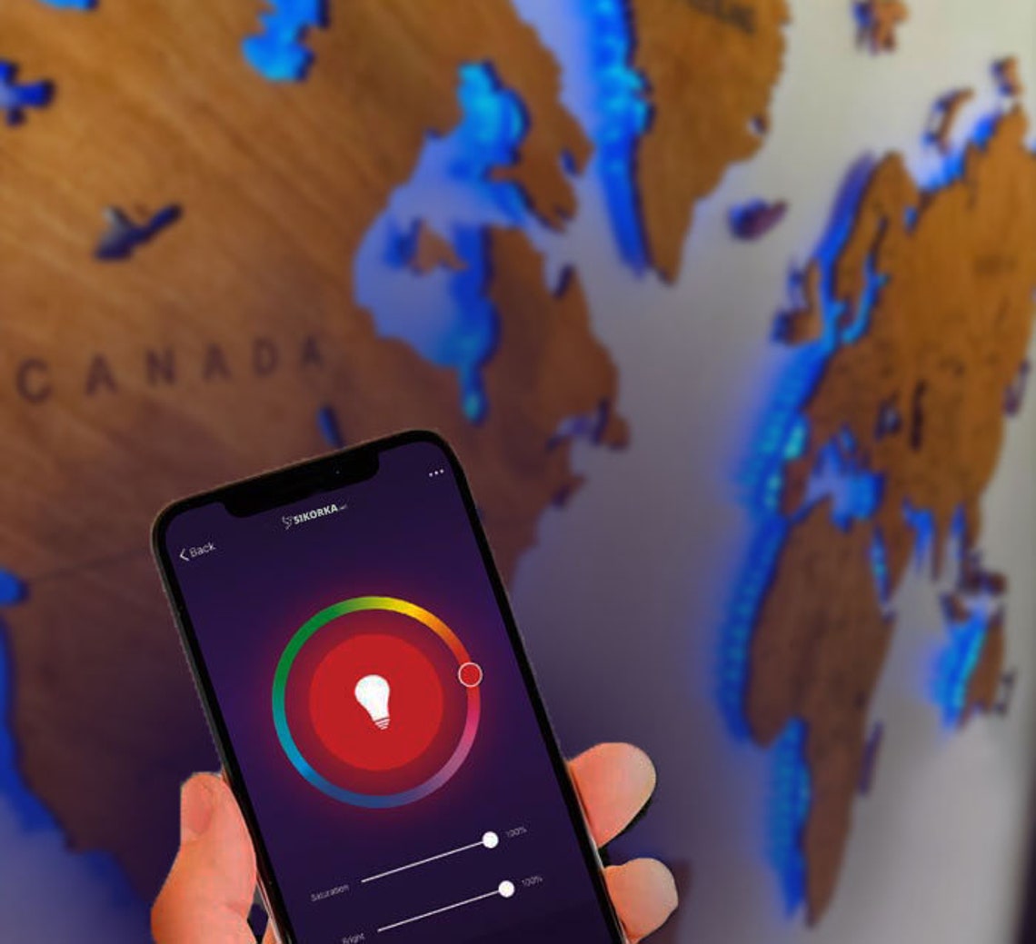 Wooden World Map With LED Backlight - Etsy