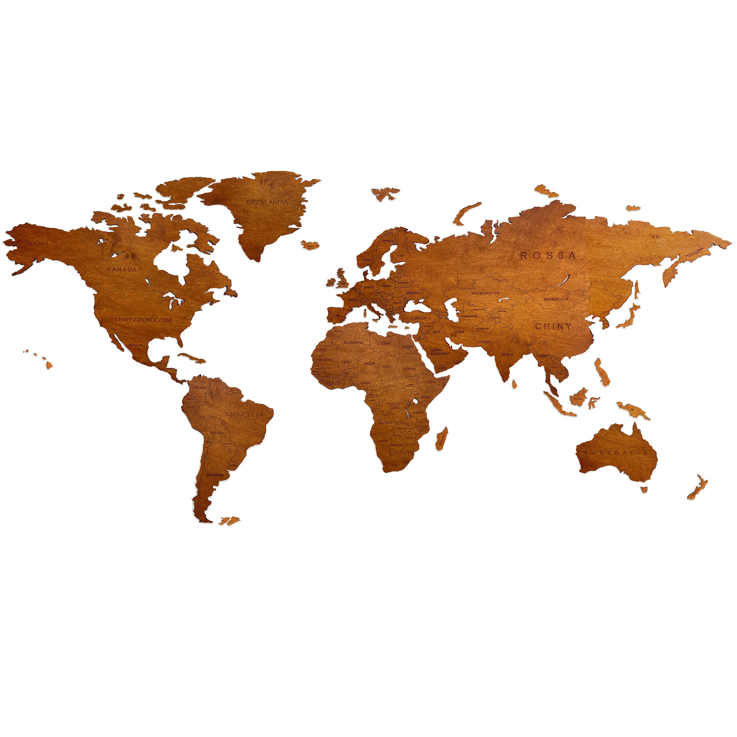 Country Wooden World Map Oak Walnut - Etsy