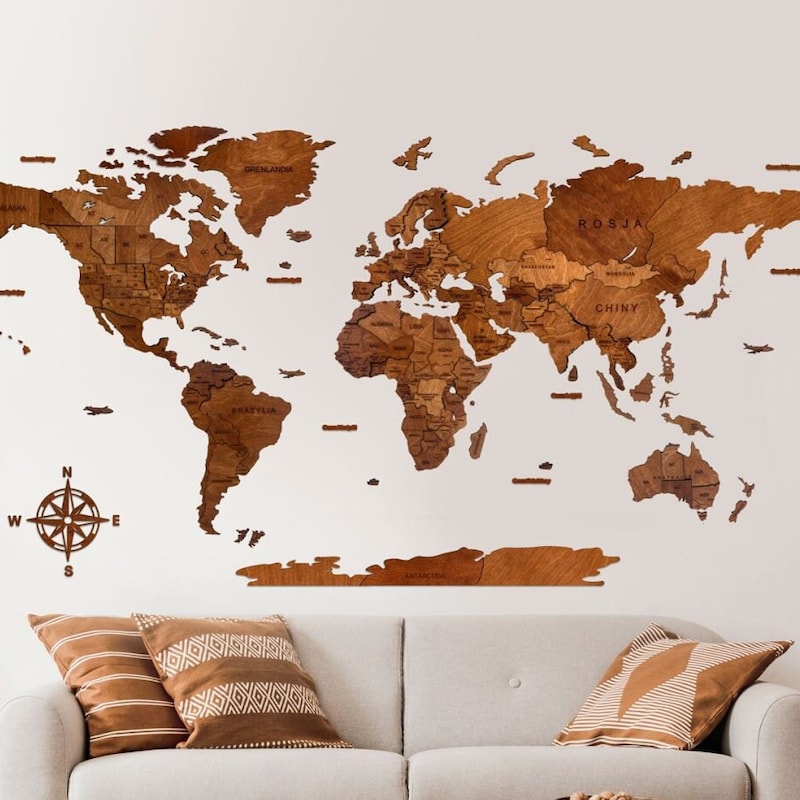Wooden World Map - Etsy