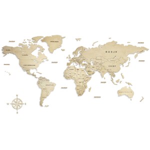 Country Wooden World Map Natural - Etsy