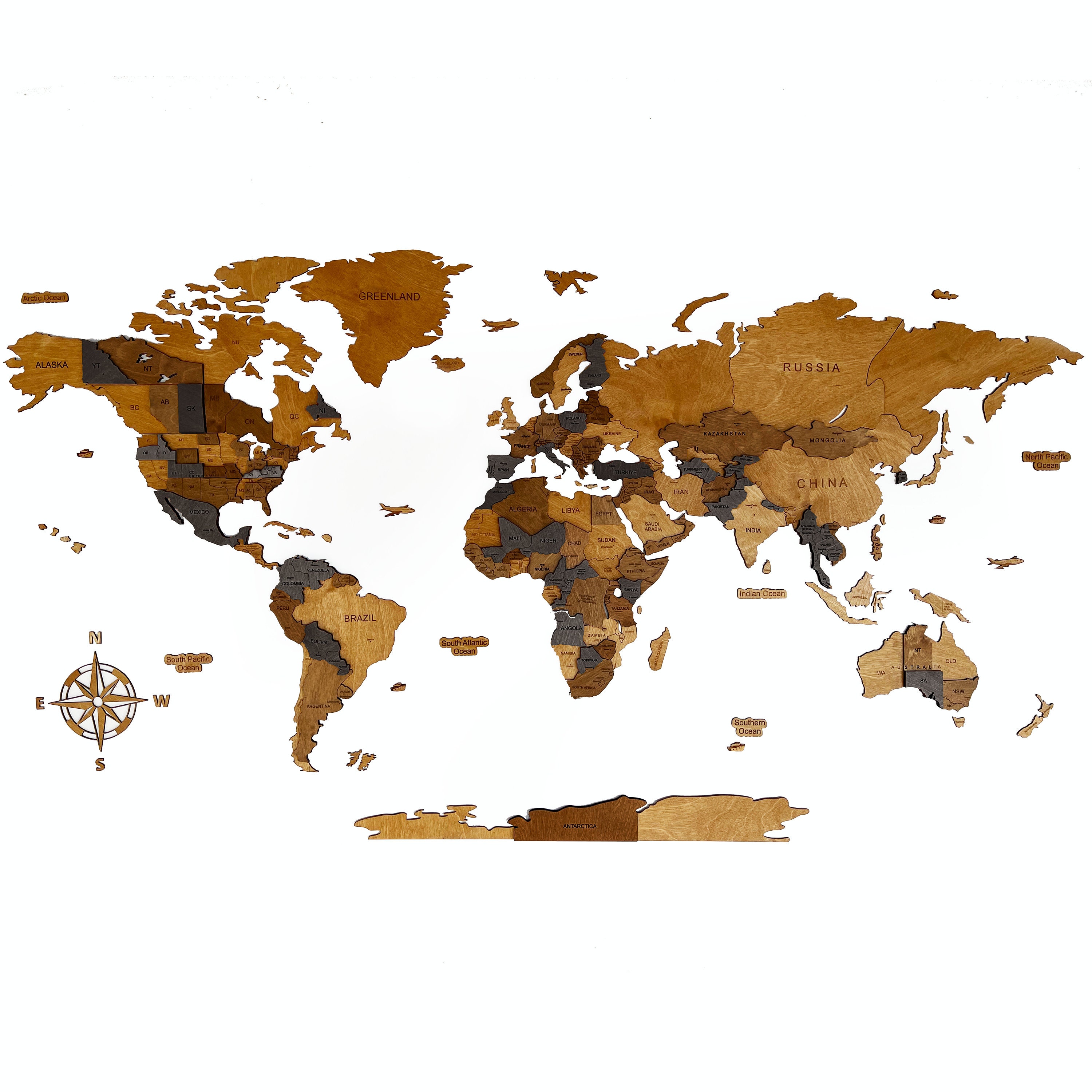 3d World Map Has Wood Wall | ESPRESSO - Etsy