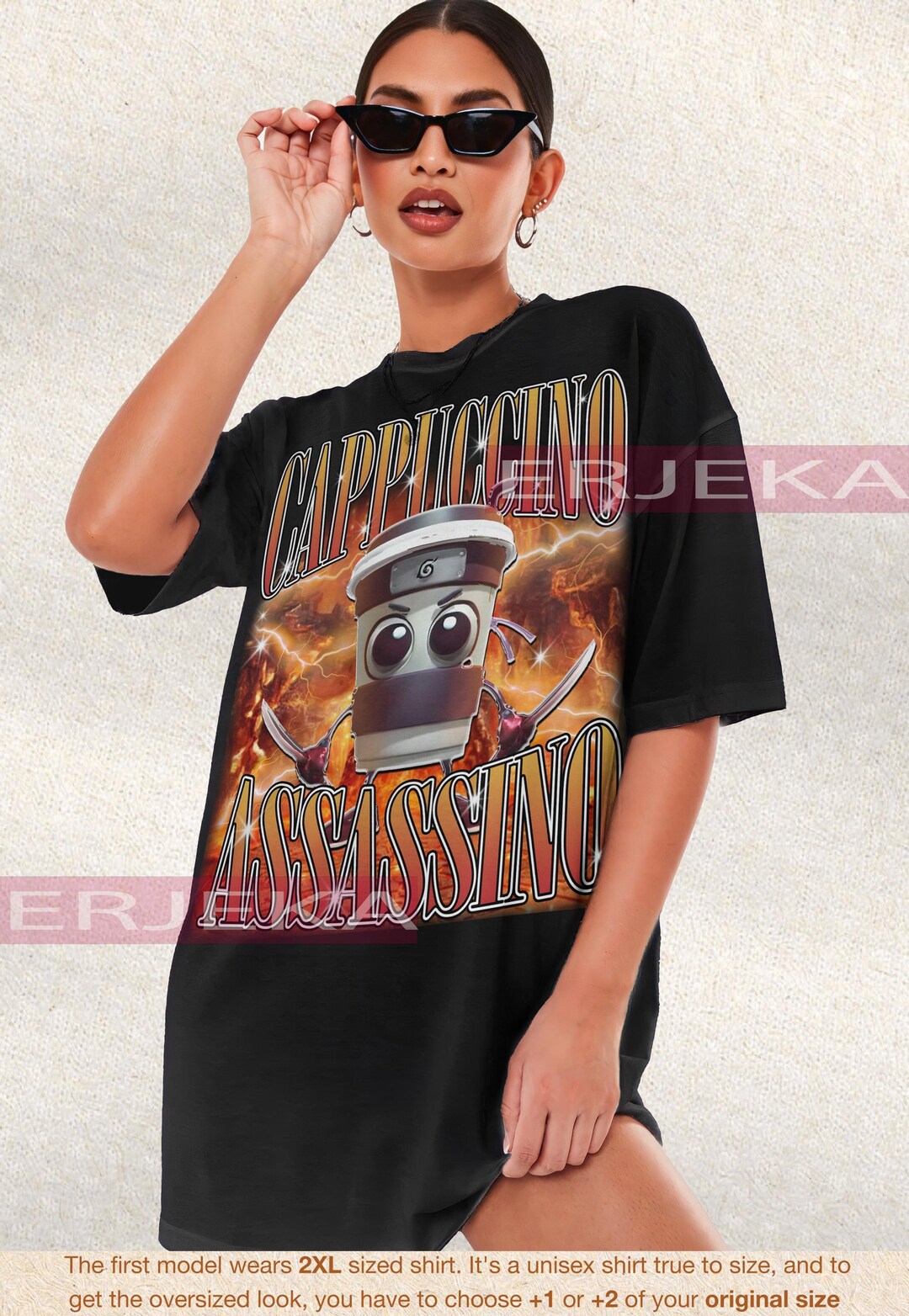 CAPPUCCINO ASSASSINO Shirt, Brainrot Anomaly Assassino Ninja Coffee Cup ...