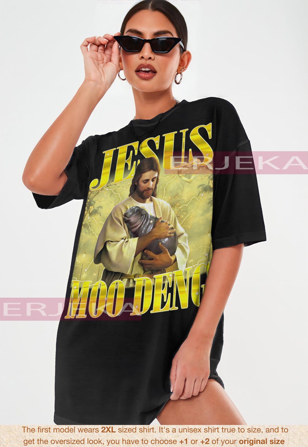Jesus Moo Deng Shirt, Jesus Loves Moo Deng Bouncy Pig Cute Baby Hippo ...