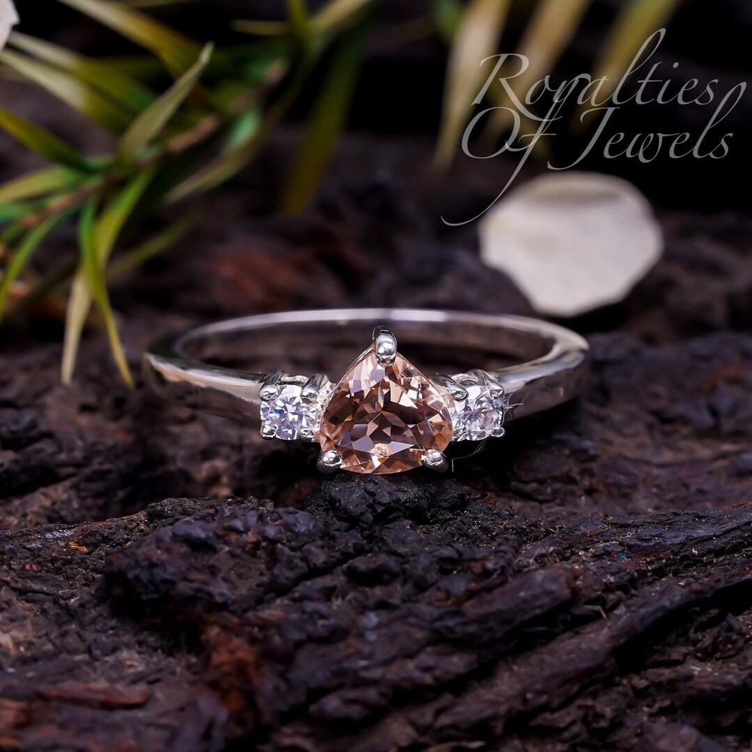 Unique Heart Morganite Ring, Morganite Solitaire Ring, 7MM Morganite ...