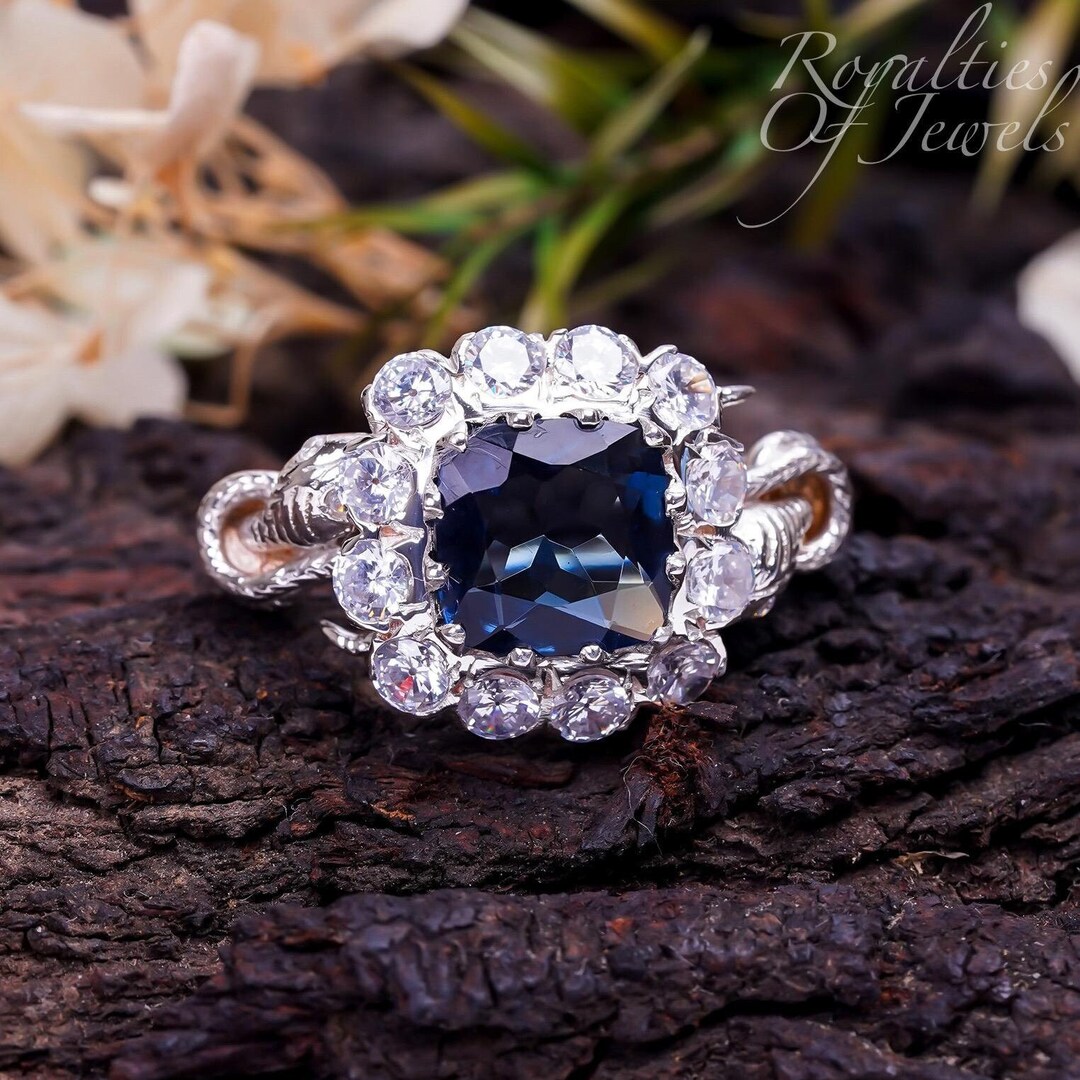Vintage Cushion Cut London Blue Topaz Ring: Art Deco 925 Silver - Etsy