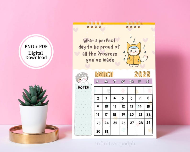 Cat Calendar 2025, Desk Calendar, Calendar Printable, Calendar 2025 ...