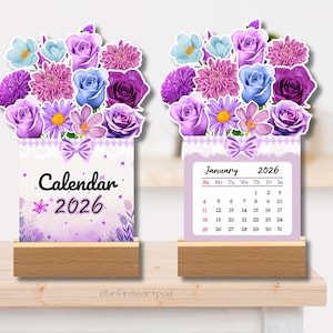 Floral Calendar, Flower Bouquet Calendar, Floral Desk Calendar, Diy ...