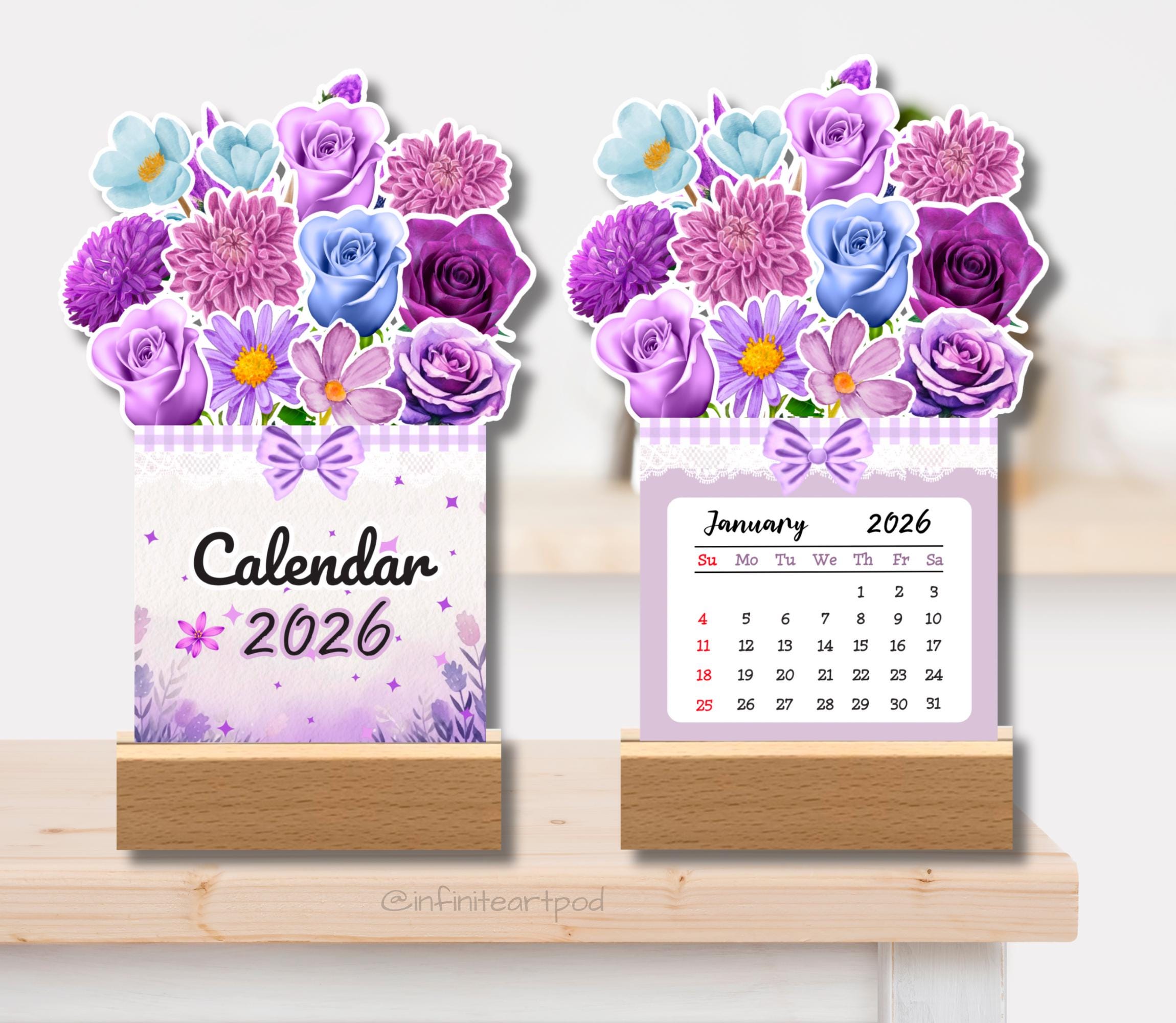 Floral Calendar, Flower Bouquet Calendar, Floral Desk Calendar, Diy ...