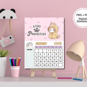Cat Calendar 2025, Desk Calendar, Calendar Printable, Calendar 2025 ...