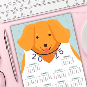 Dog Yearly Calendar, Dog Calendar 2025, Desk Calendar, Planner Calendar ...