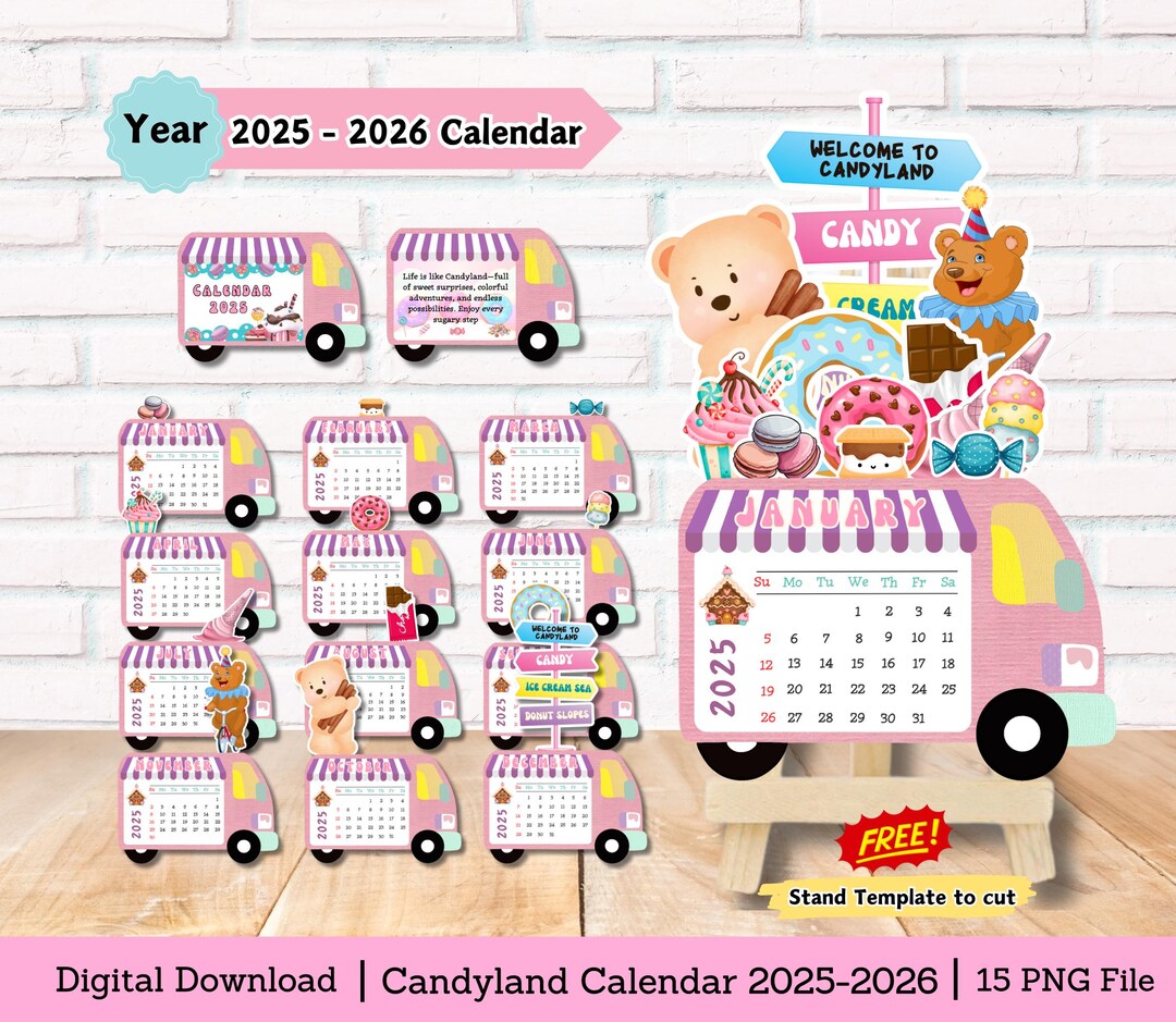 Candy Dessert Desk Calendar: Whimsical DIY Printable (PNG) - Etsy