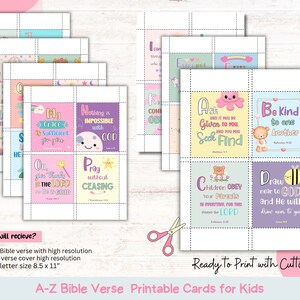 Cute ABC Bible Verse Card for Kids, A-Z Bible Verse Card, Bible Verse ...