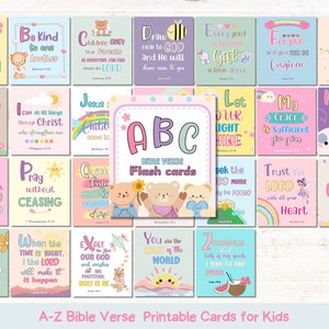 Cute ABC Bible Verse Card for Kids, A-Z Bible Verse Card, Bible Verse ...