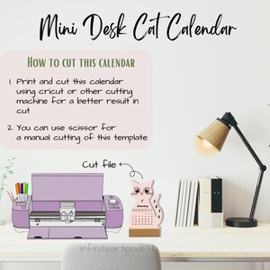 Cat Calendar, Desk Calendar, Mini Calendar, Printable Calendar, Cat ...