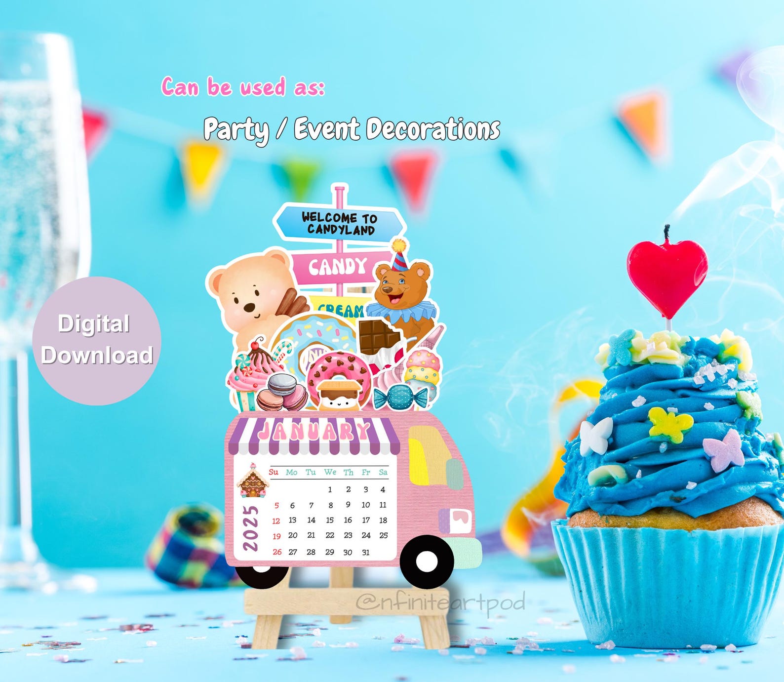 Candy Dessert Desk Calendar: Whimsical DIY Printable (PNG) - Etsy