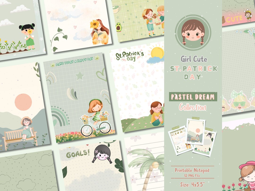 Cute Girl St. Patrick Day Notepad, St. Patrick Day Memo Pad, St ...