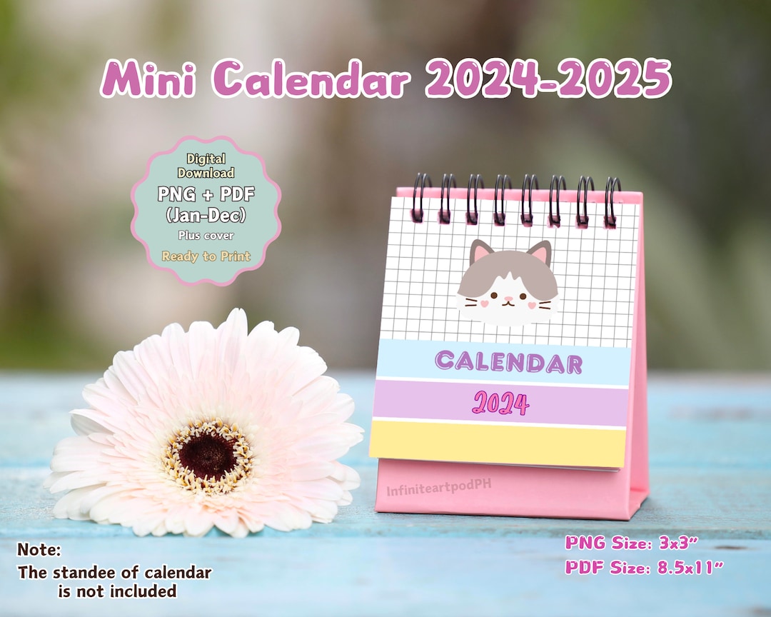 Cat Calendar, Mini Desk Calendar, Calendar 2024, Calendar Template ...