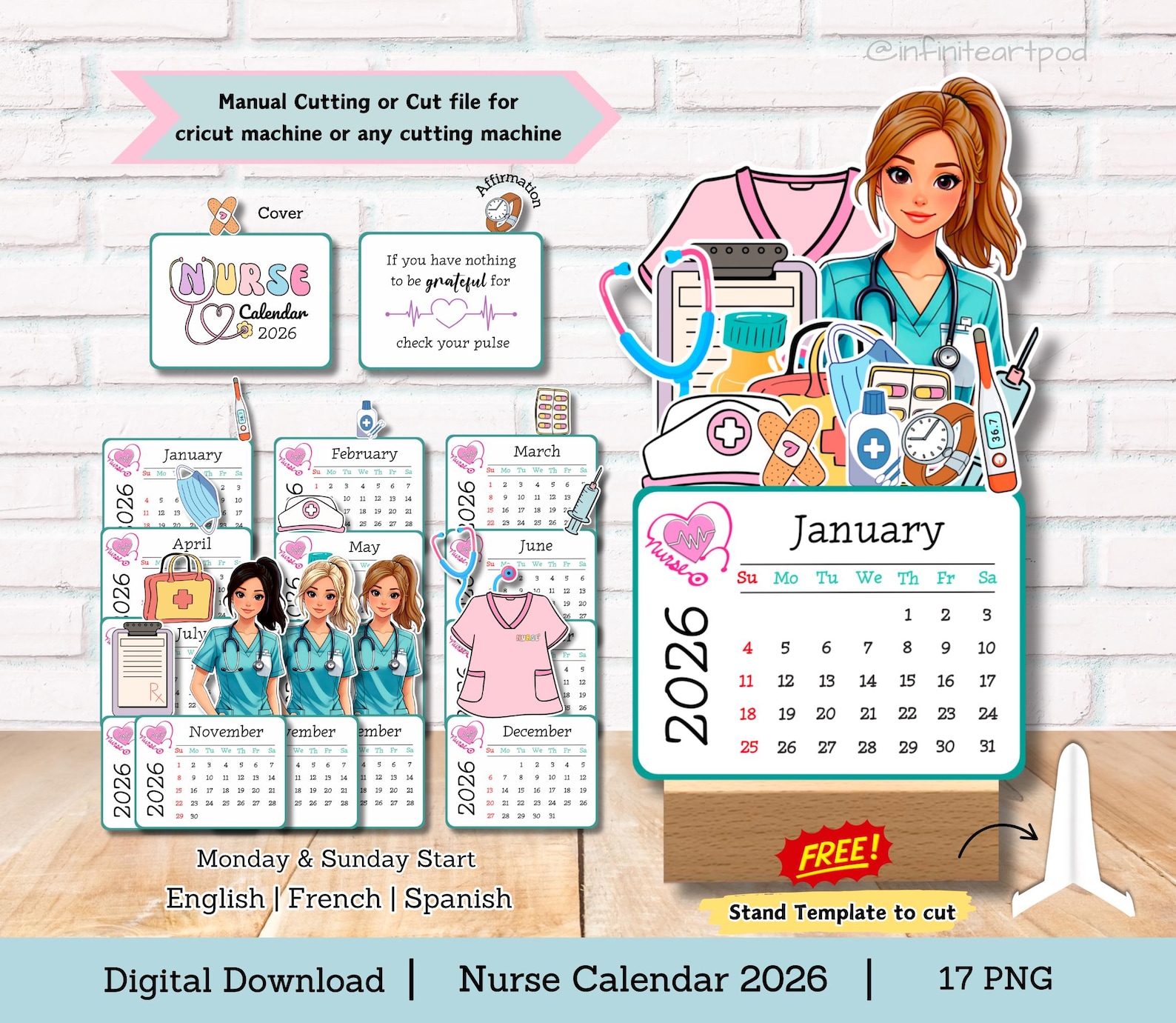 Nurse Calendar, Medical Calendar, Desk Calendar, Calendar 2026, Mini ...