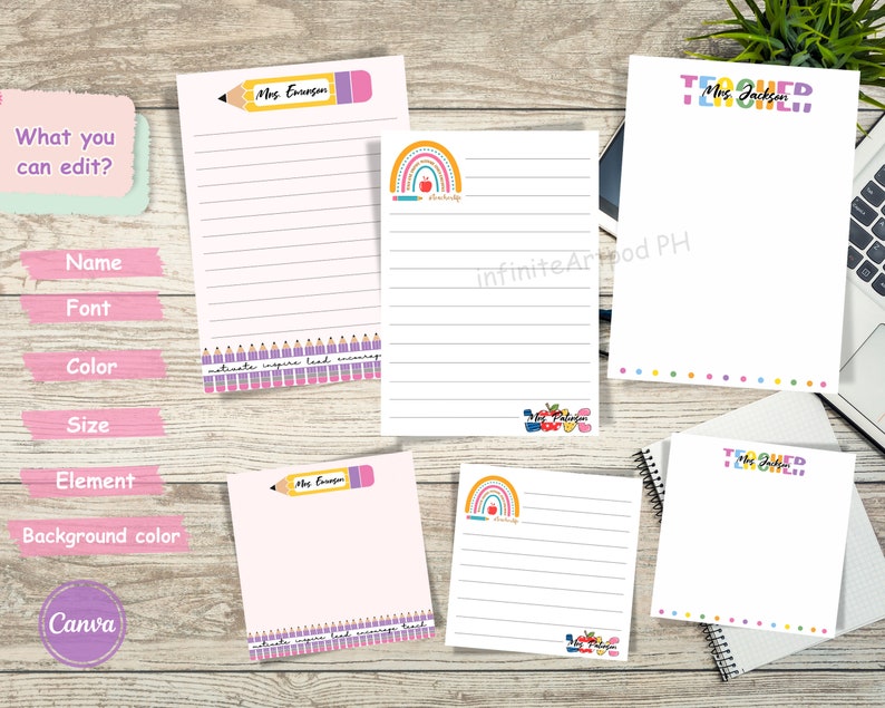 Editable Name Teachers Notepad, Custom Name Memopad, Editable Name ...