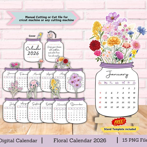 Printable Flowers 2025 Desk Calendar, Printable Calendar, Desk Calendar ...