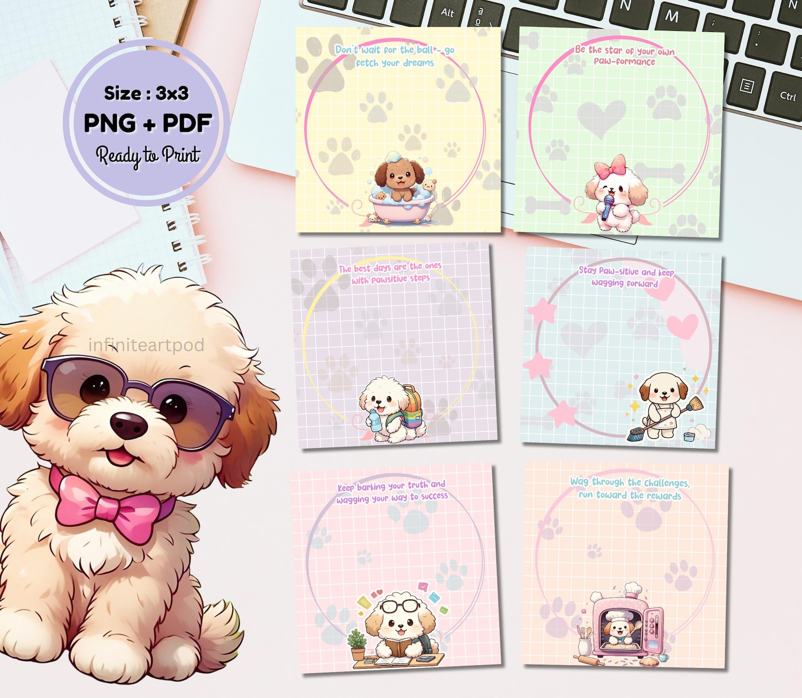 Kawaii Dog Notepad, Cute Notepad, Memopad, Kawaii Notepad, to Do List ...